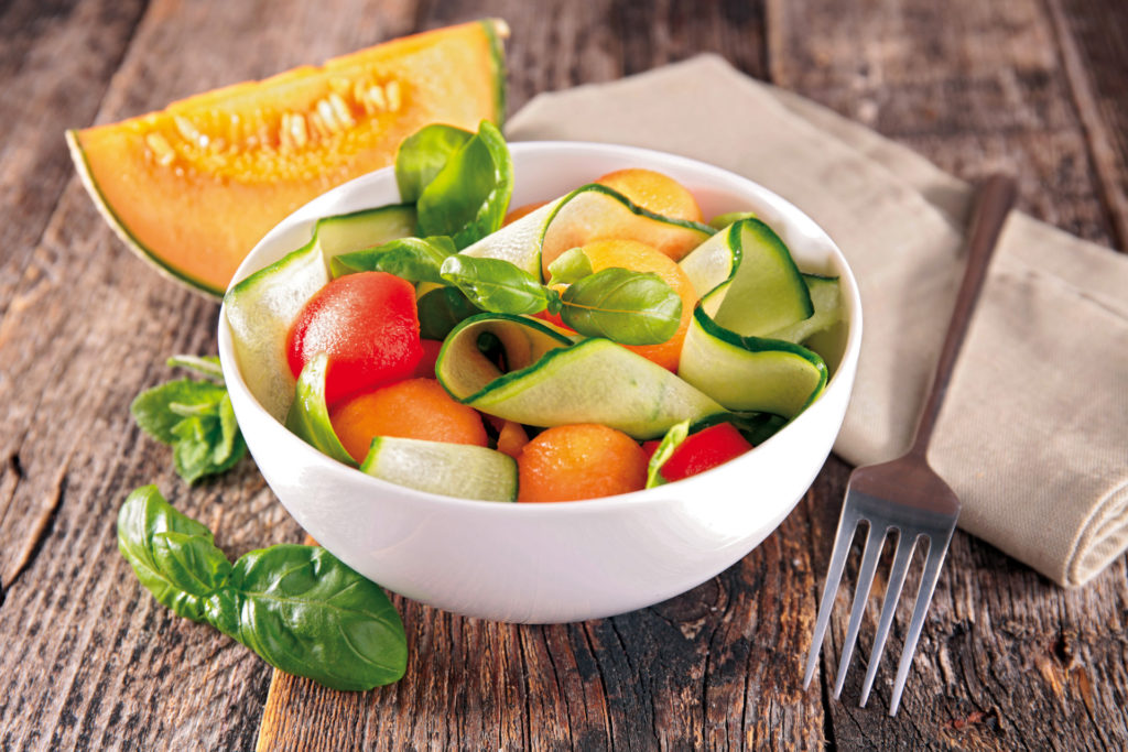 Salade fraicheur melon, pastèque, concombre